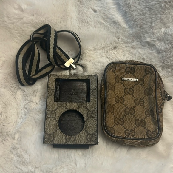 Gucci | Accessories | Gucci Gg Monogrammed Phone Lanyard And Pouch ...